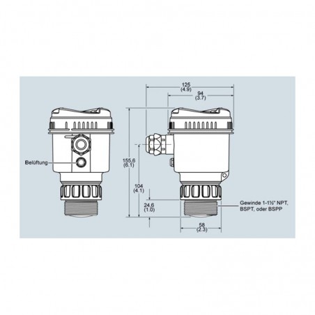 Sonde radar Siemens Sitrans LR140 0-8m angle 8°- Bluetooth